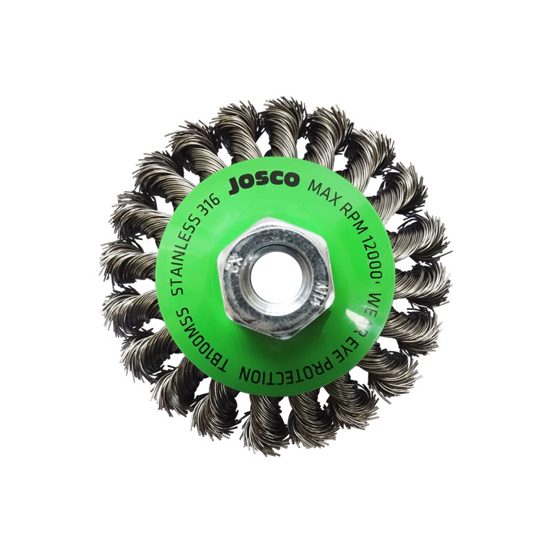 Josco 100mm Twistknot Stainless Steel Bevel Brush - Josco
