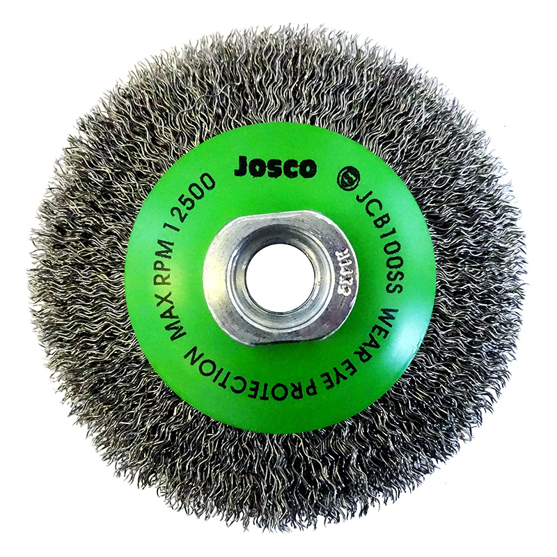 Josco 100mm Stainless Steel Crimped Bevel Brush - Josco